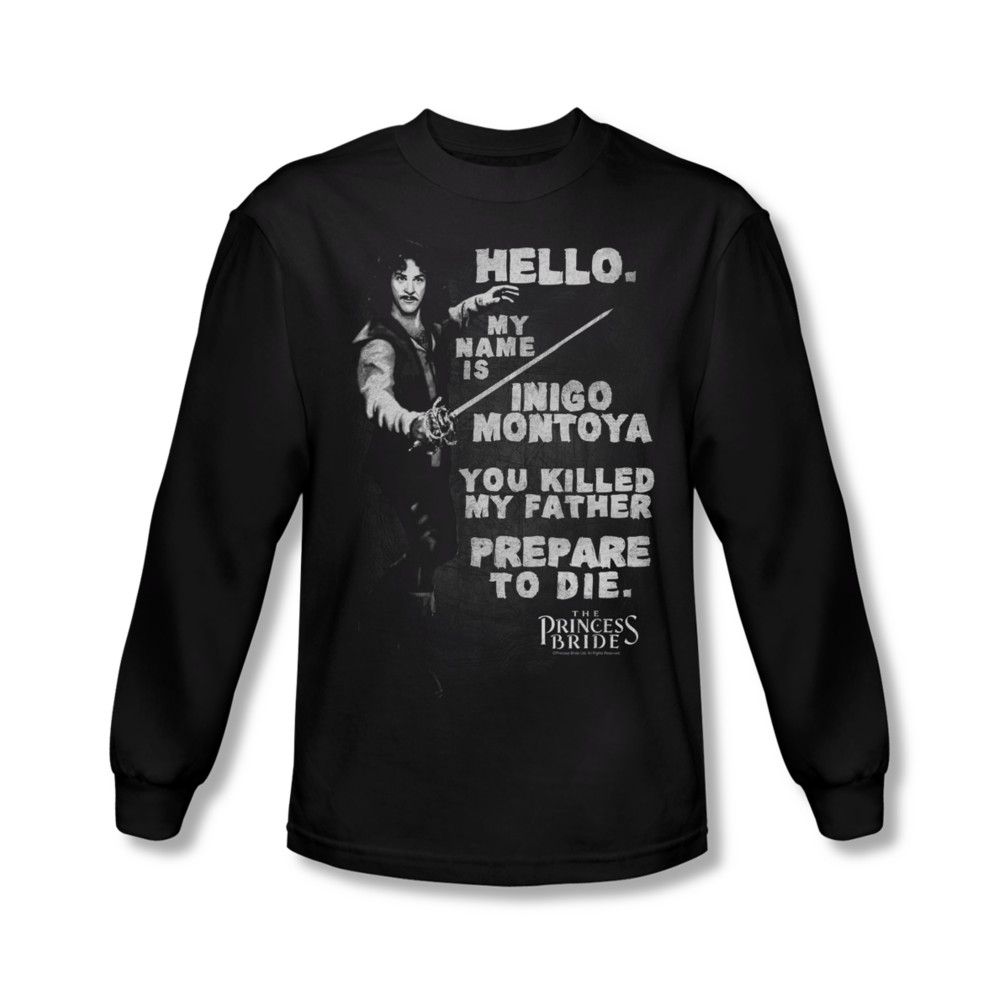 The Princess Bride Shirt Hello My Name Is Long Sleeve Black Tee T-Shirt ...