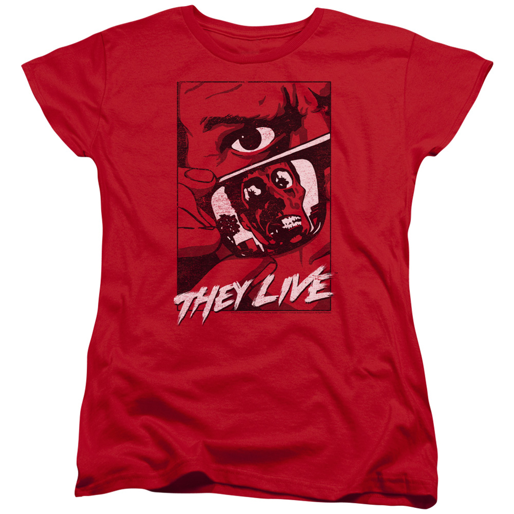 They Live Womens Shirt Graphic Poster Red T-Shirt - They Live Graphic ...