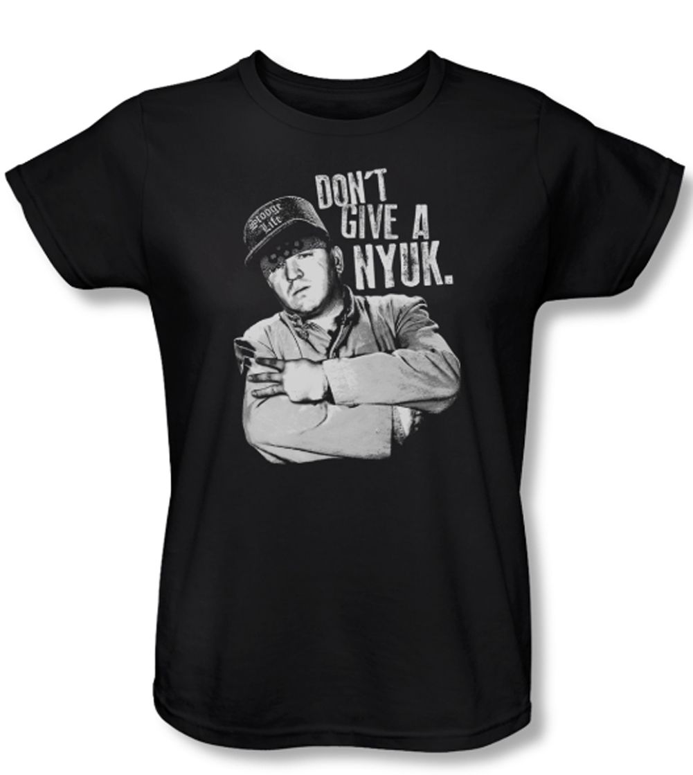 Three Stooges Ladies Shirt Give A Nyuk Black Tee T-Shirt - Three ...