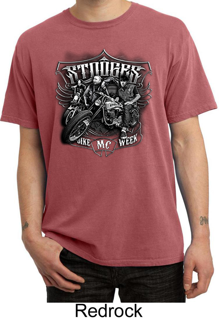 Three Stooges Shirt Bike Week Mens Pigment Dyed Tee T-Shirt - Stooges ...