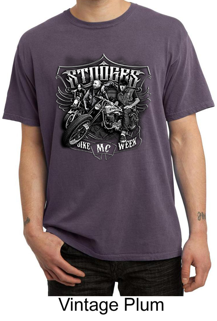 Three Stooges Shirt Bike Week Mens Pigment Dyed Tee T-Shirt - Stooges ...