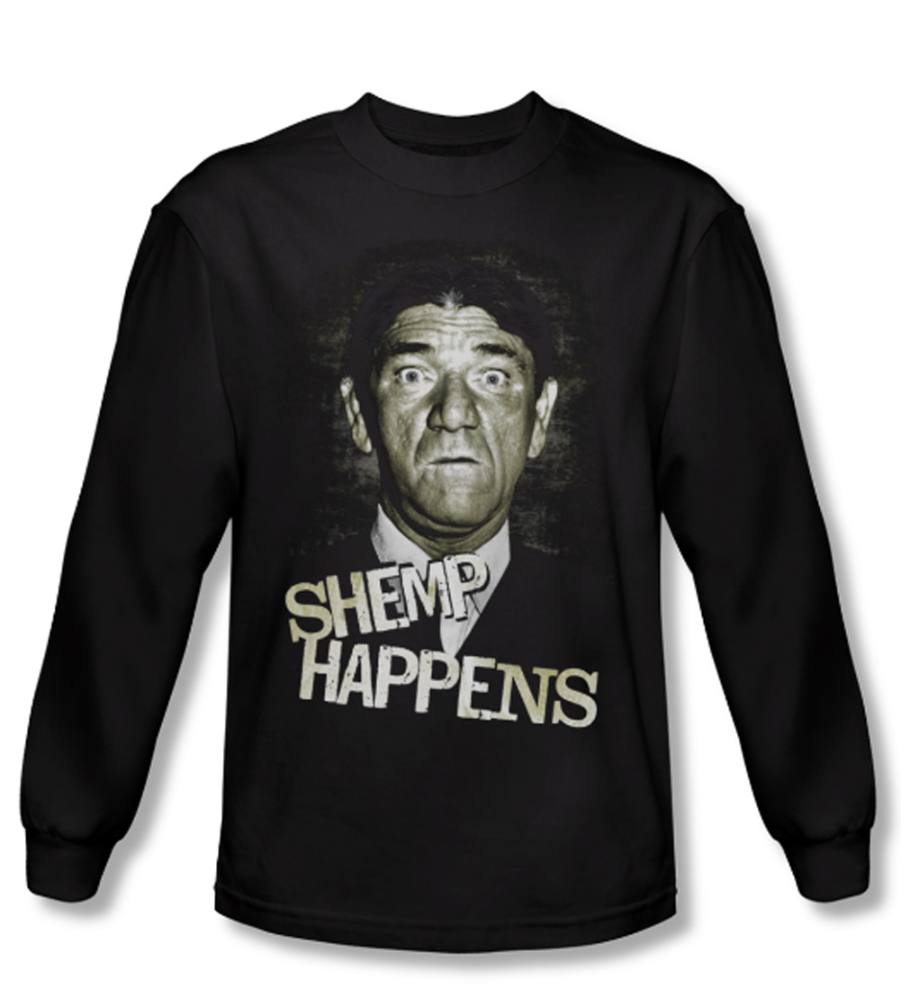 Three Stooges Shirt Shemp Happens Black Long Sleeve Tee T-Shirt - Three ...