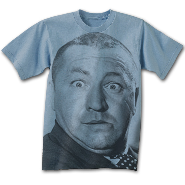 Three Stooges T-shirt Curly Big Face Adult Funny Blue Tee Shirt - Three ...