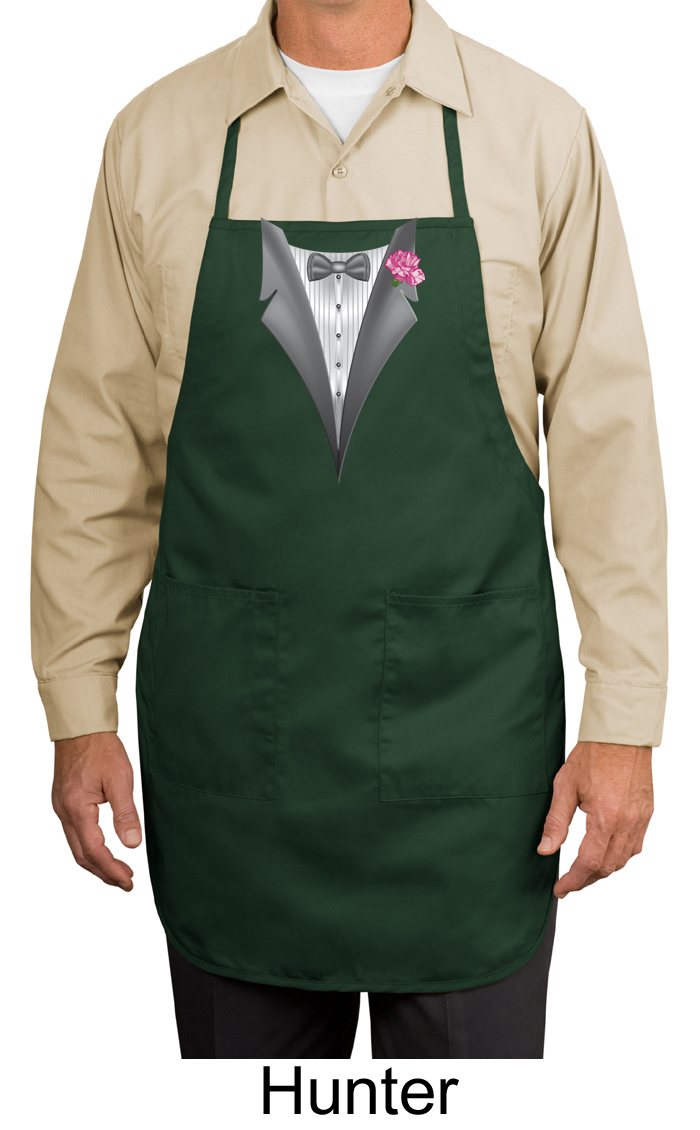 Tuxedo Apron With Pink Flower Funny Adult Full Length Apron - Tuxedo T ...