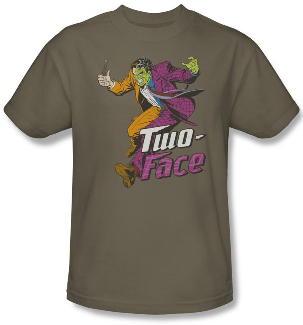 Two Face T-shirt - Two Face Harvey Dent Villain Adult Safari Color Tee ...