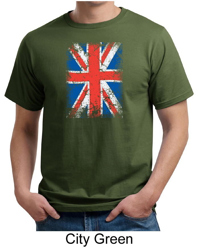 Union Jack Shirt British UK Flag Big Print Adult Organic T-shirt ...