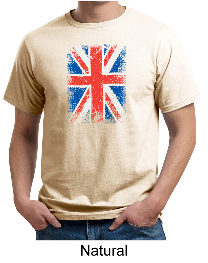 Union Jack Shirt British UK Flag Big Print Adult Organic T-shirt ...