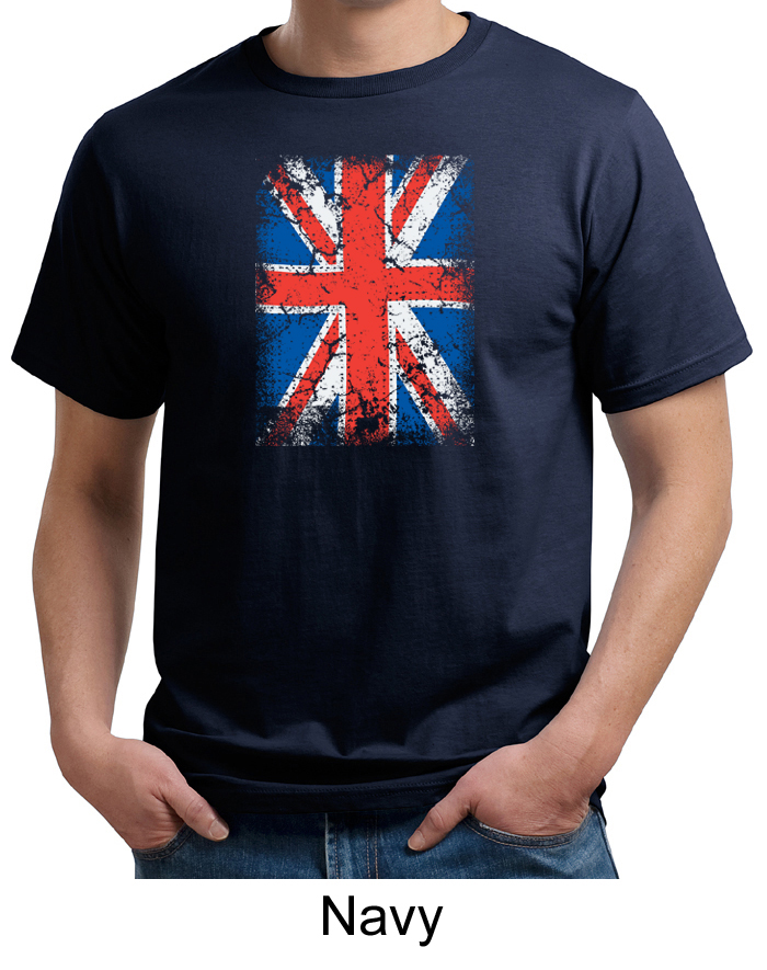 Union Jack Shirt British UK Flag Big Print Adult Organic T-shirt ...