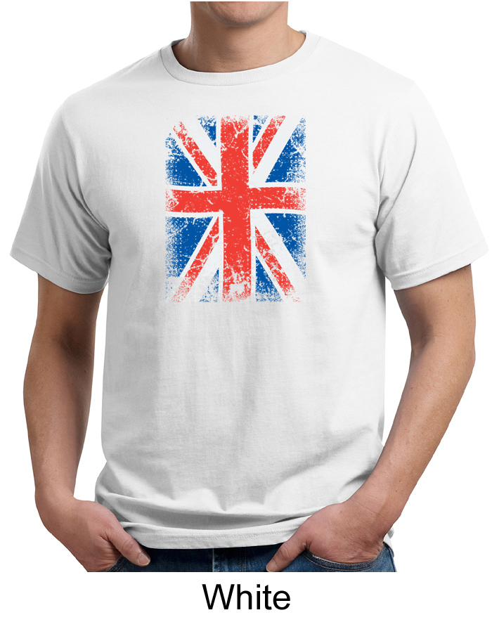 Union Jack Shirt British UK Flag Big Print Adult Organic T-shirt ...