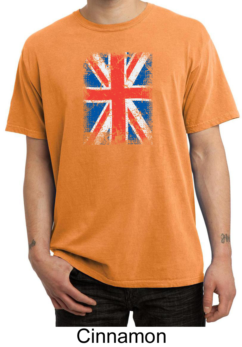 Union Jack Shirt British UK Flag Big Print Adult Pigment Dyed T-shirt ...