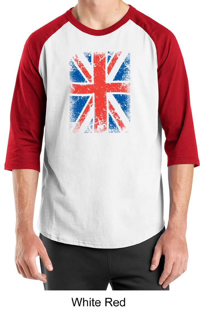 Union Jack Shirt British UK Flag Big Print Adult Raglan Shirt - Union ...