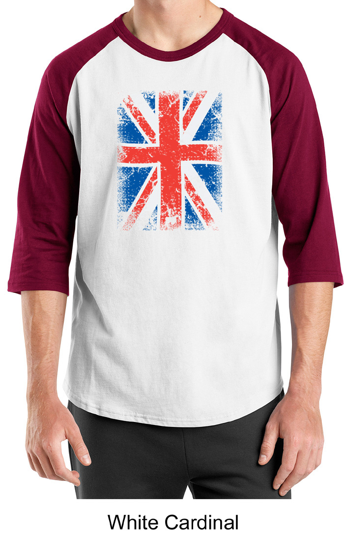 Union Jack Shirt British UK Flag Big Print Adult Raglan Shirt - Union ...