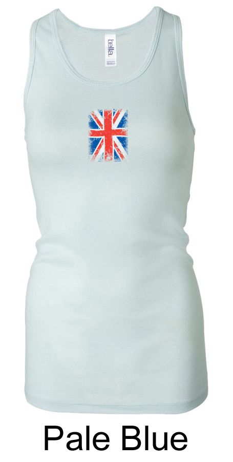 Union Jack Tank Small Print Ladies Longer Length Racerback Tanktop ...