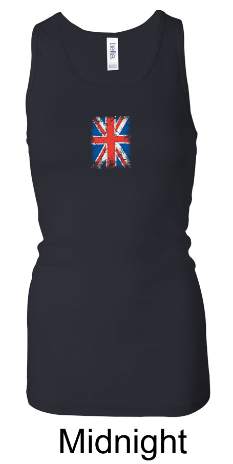 Union Jack Tank Small Print Ladies Longer Length Racerback Tanktop ...