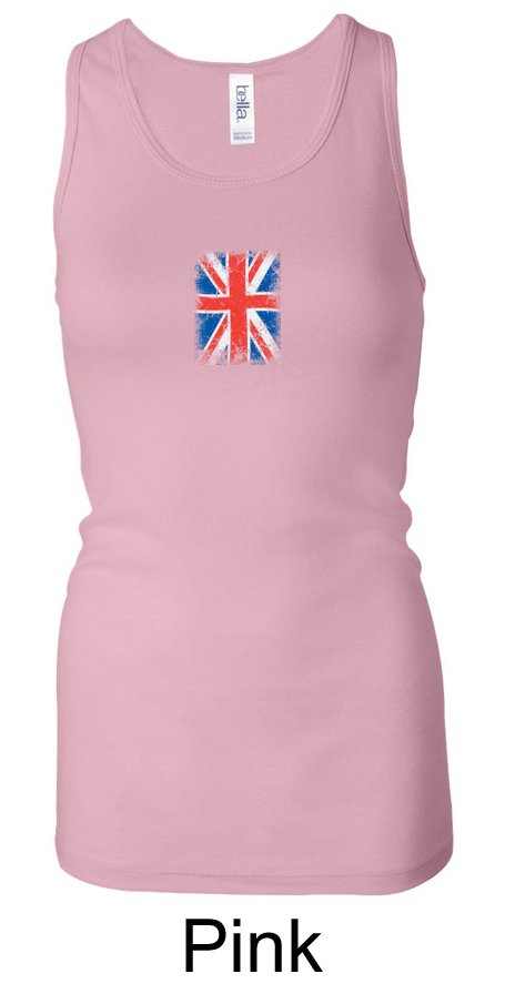 Union Jack Tank Small Print Ladies Longer Length Racerback Tanktop ...