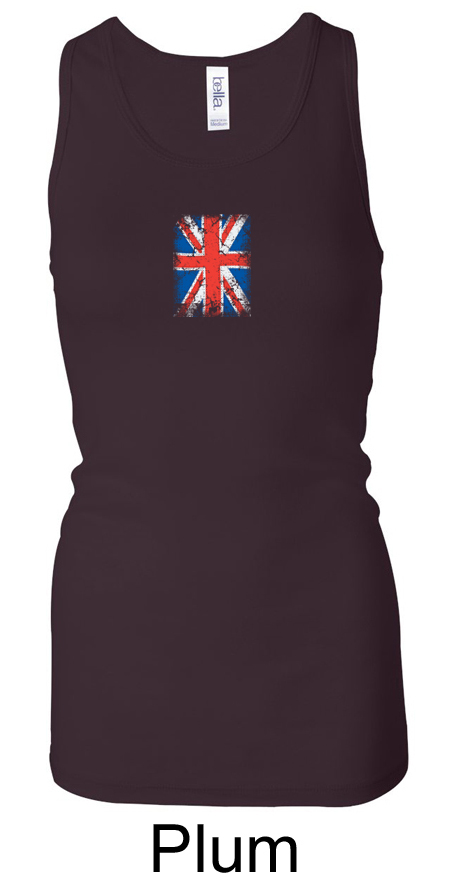 Union Jack Tank Small Print Ladies Longer Length Racerback Tanktop ...