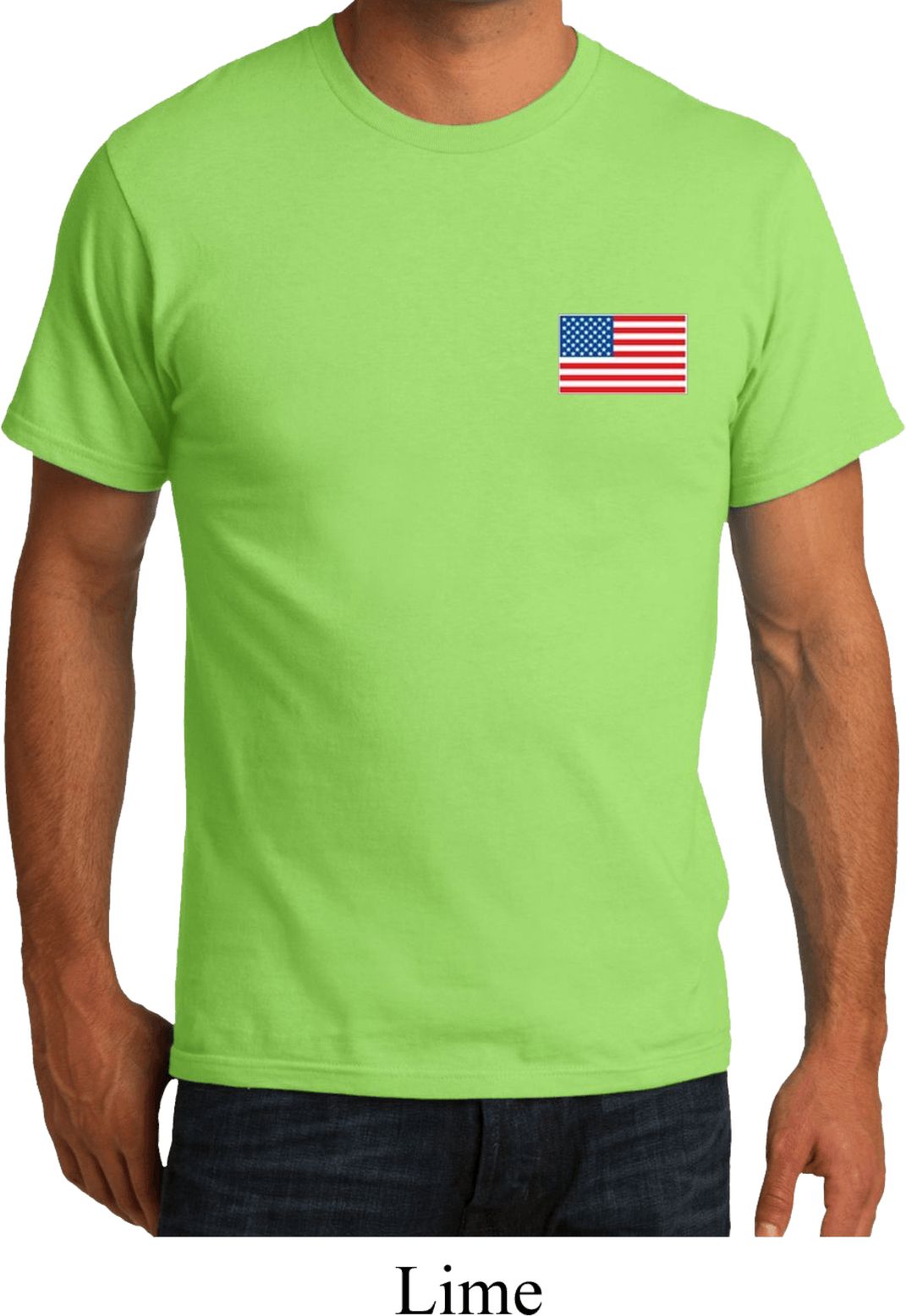 US Flag Pocket Print Mens Organic Shirt - US Flag Mens Shirts