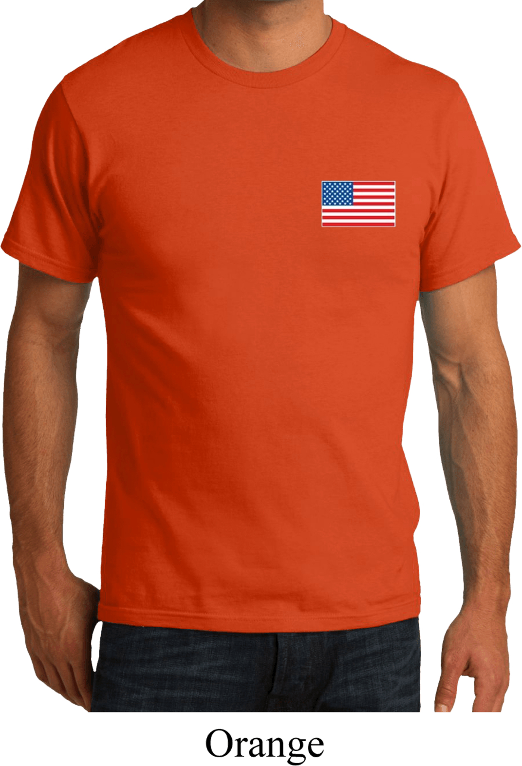 US Flag Pocket Print Mens Organic Shirt - US Flag Mens Shirts