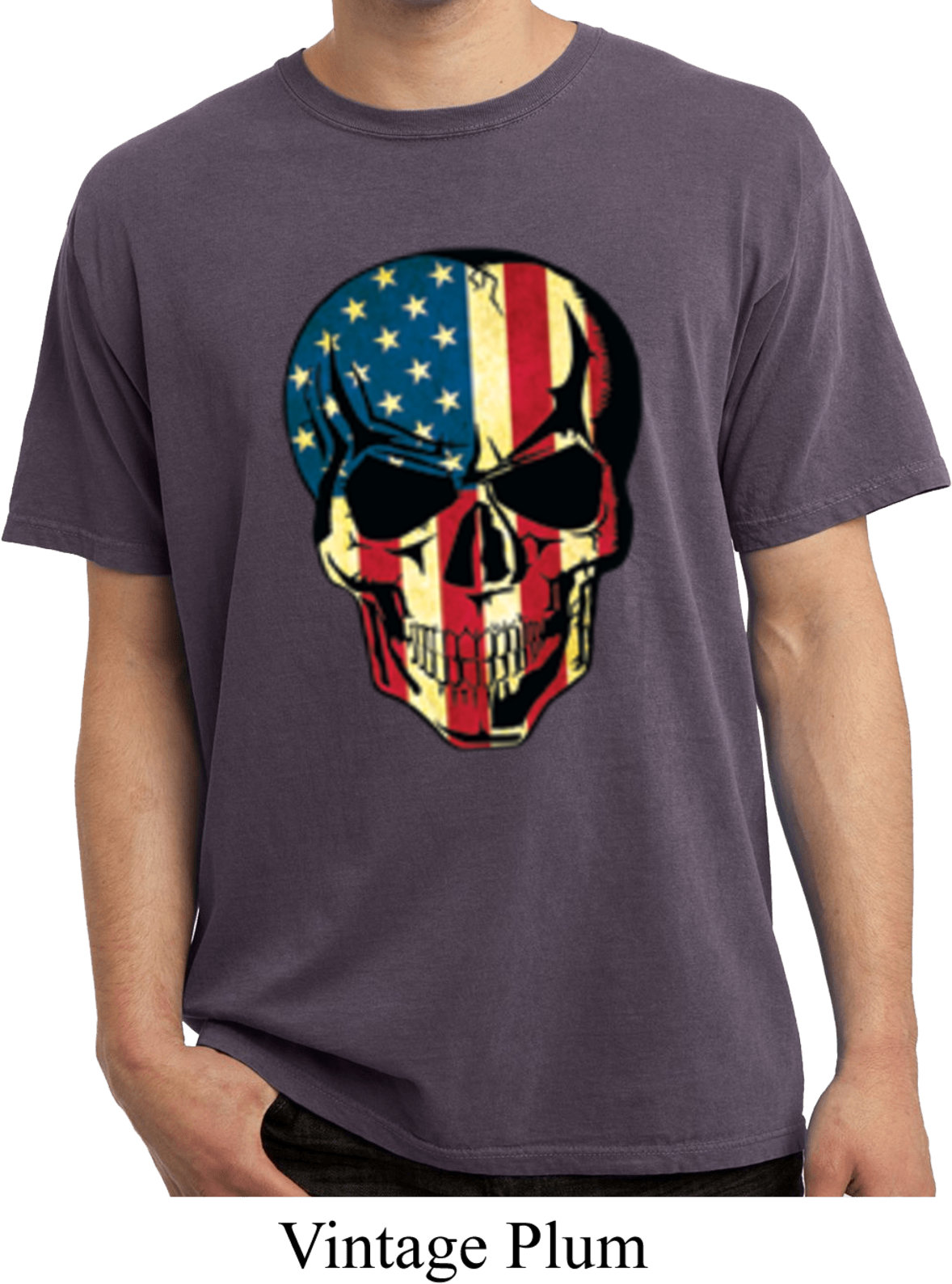USA Skull Pigment Dyed Shirt - USA Skull Mens Shirts