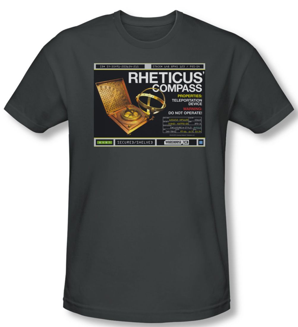 Warehouse 13 Shirt Rheticus Compass Adult Charcoal Tee T-Shirt ...