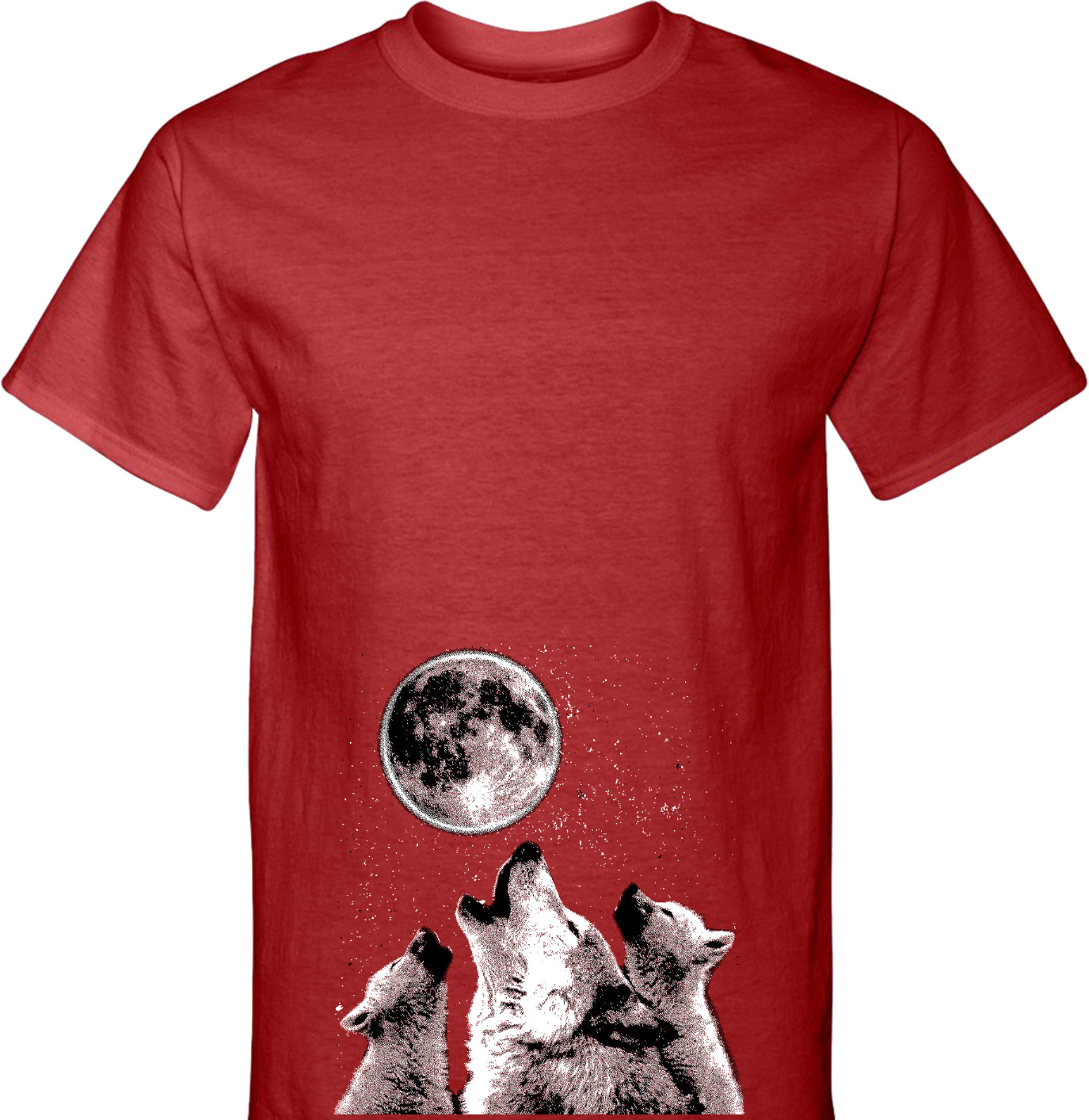3 Wolf Moon Bottom Print Mens Tall Shirt - Wolves Howling at The Moon ...
