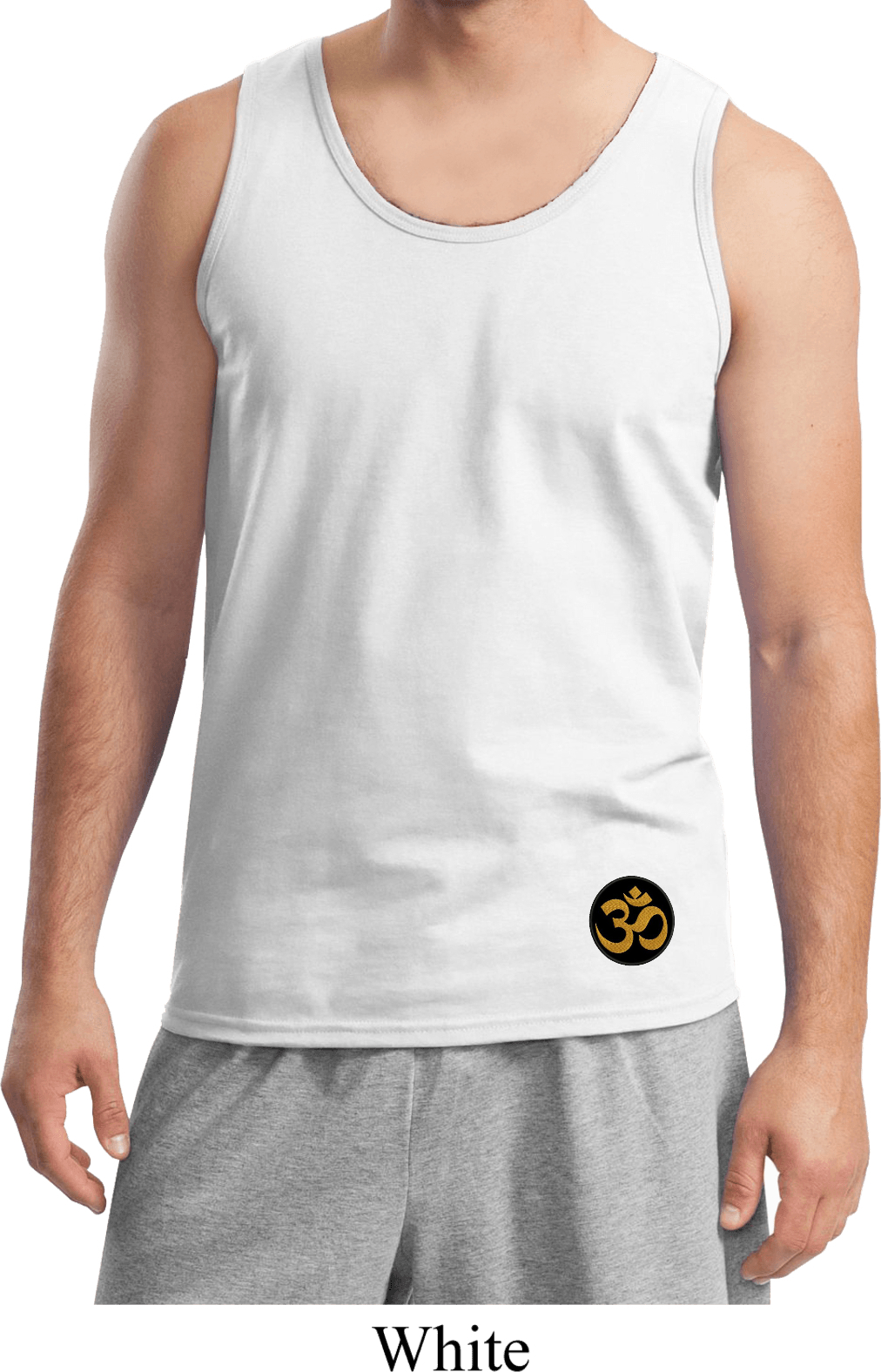 Yoga Gold AUM Patch Bottom Print Tank Top - Gold AUM Patch Bottom Print ...