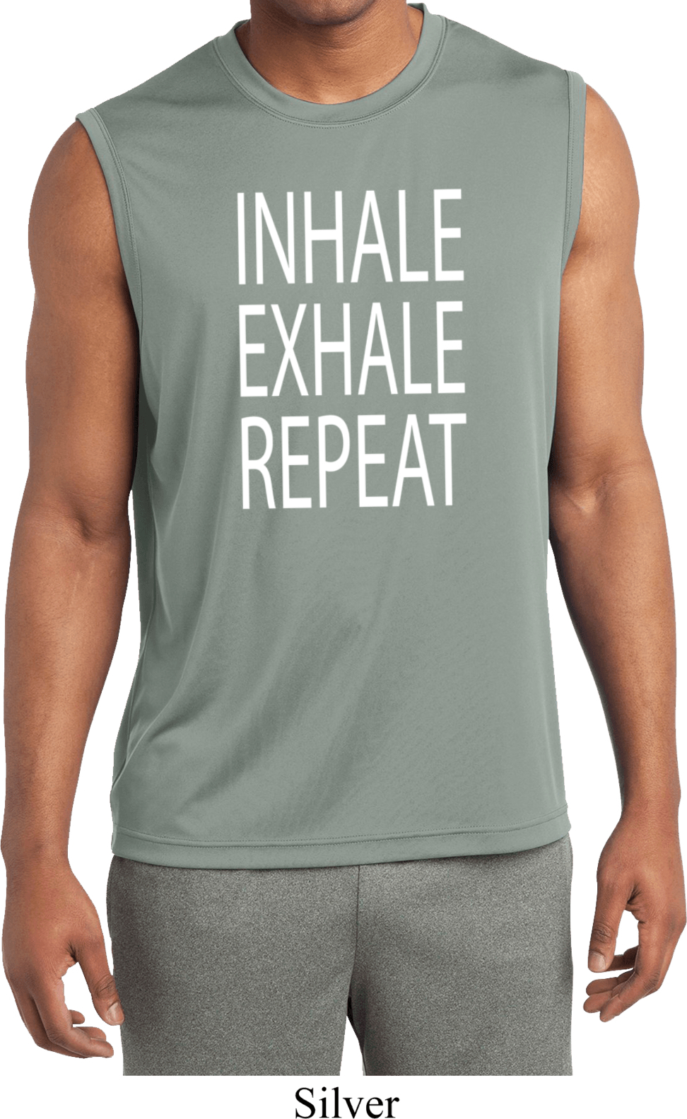 Yoga Inhale Exhale Repeat Mens Sleeveless Moisture Wicking Shirt
