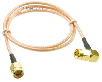15ft SMA Right-Angle Male to SMA Male RG316 Cable