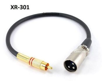 1ft XLR Male Plug to Single RCA Component Male Cable