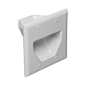 Dual-Gang Recessed Low Voltage Cable Plate, DataComm 45-0002-WH