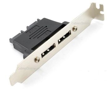 2-Port SATA Male to eSATA Female Bracket Plate Adapter