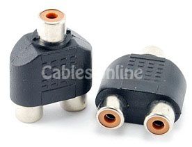 2-RCA Female to 1-RCA Female Audio Adapter