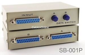 2-Way A/B DB25 Parallel Manual Push Button Switch Box