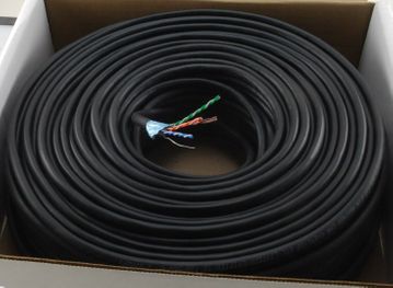 250ft CAT5e Shielded RJ45 STP Solid Black Ethernet Bulk Cable Spool