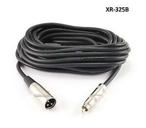 25ft XLR Male Plug to Single RCA Male Audio Cable