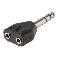 1/4" Stereo Plug to Dual 3.5mm Stereo Jack Splitter Adapters