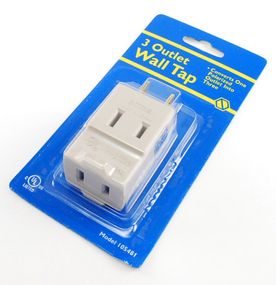 3 Outlet 2-Prong Polarized AC Wall Tap, www.cablesonline.com