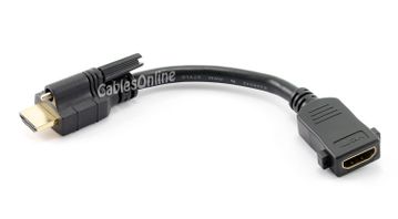 6 inch HDMI Male/Female 28AWG Port Saver Cable w/ Lock Screw Connector