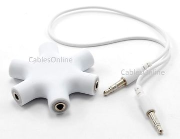 6-Way 3.5mm Stereo Audio Headset Hub Splitter Up to 5 Headphones to ...