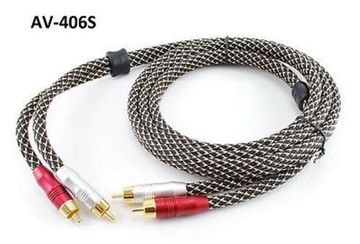 6ft Premium 2-RCA 24K Gold-Plated Male / Male Braided Sleeve Stereo ...