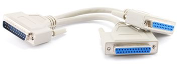 8" DB25 Parallel Male/Dual Female Y-Splitter Printer Cable