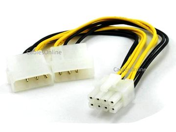 8" Dual 4-Pin Molex / 8-Pin EPS Power Adapter