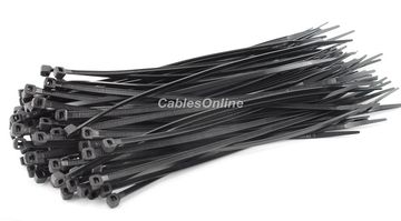 8 inch Cable Ties Self-Locking, Black 100/Bag