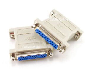 DB25 Female/Female Null Modem Adapter
