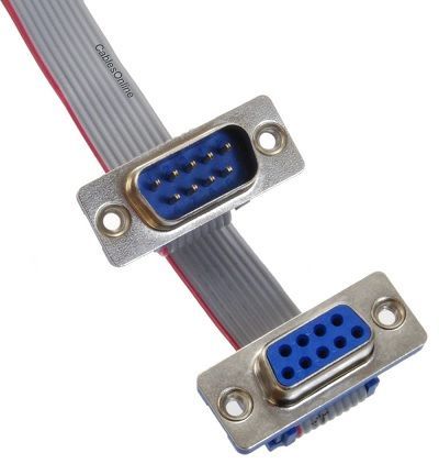 DB9 Male to DB9 Female 9-wire 28AWG Flat Ribbon Cable