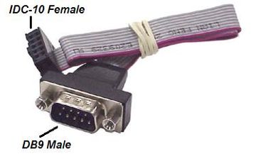 DB9M to IDC10F Crossed Serial Port