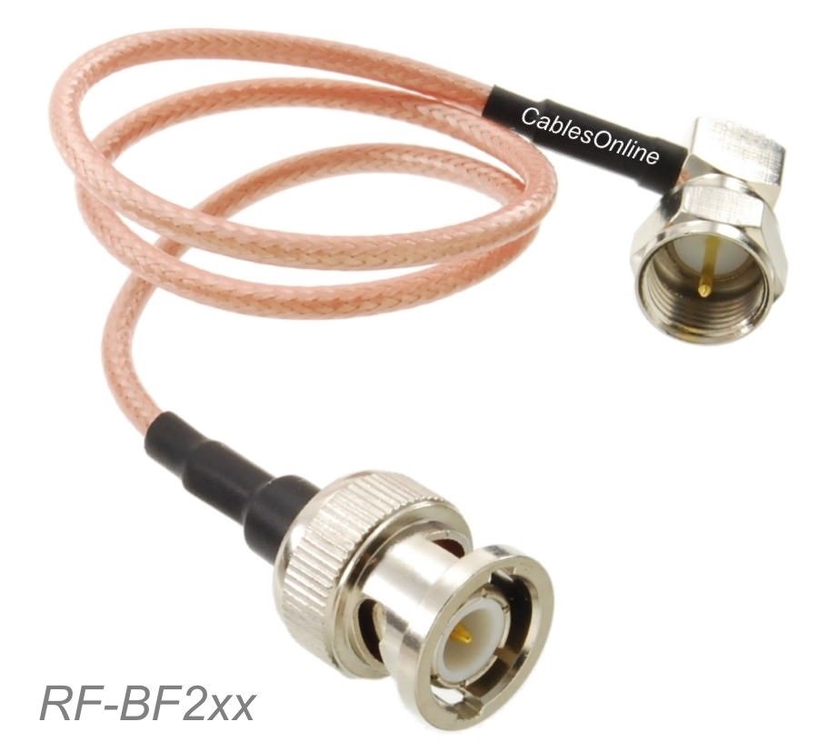 F-type Right-Angle Male to BNC Male RG316 Cable