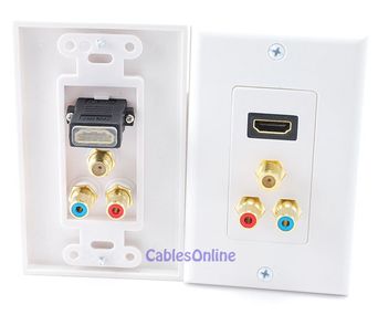 HDMI + Dual RCA + F-Connector Wall-Plate, White