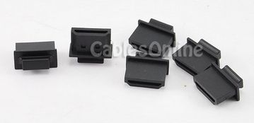 HDMI Male Dust Cover Port Protectors, Black, 10-Pack