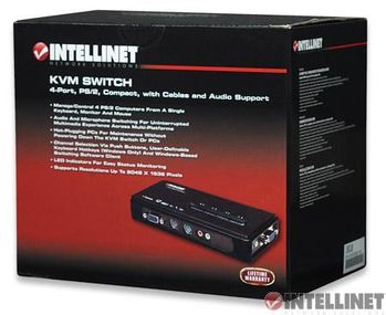 Intellinet, Compact 4-Port PS/2 KVM Switch with Cables and Audio ...